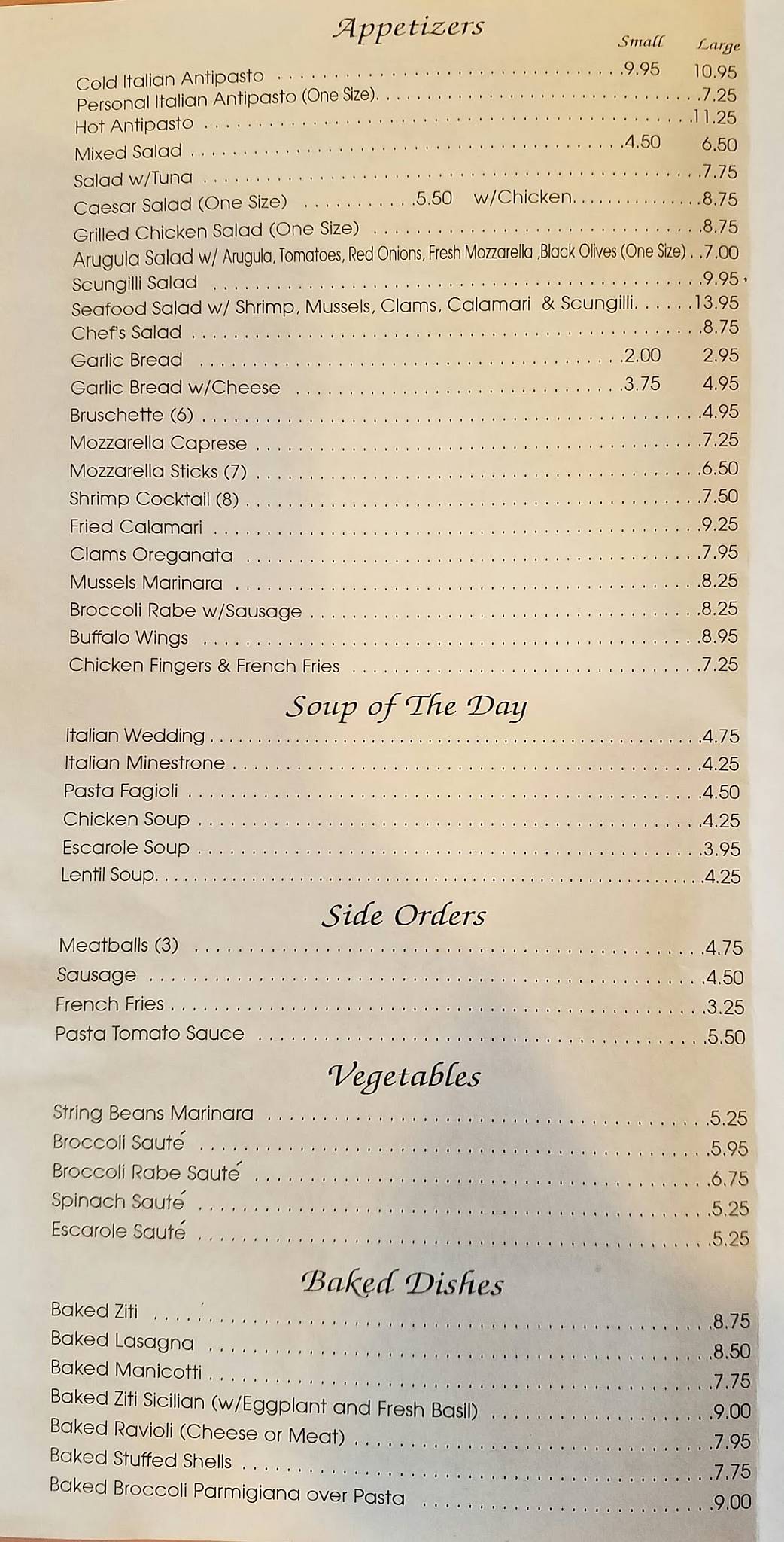 Menu at Giuseppe Pizza & Restaurant, Hazlet