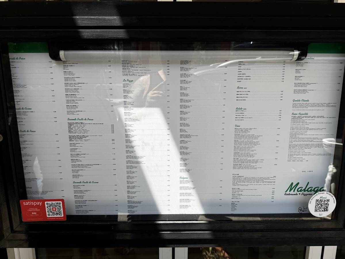 Menu au Pizzeria Malaga, Caorle