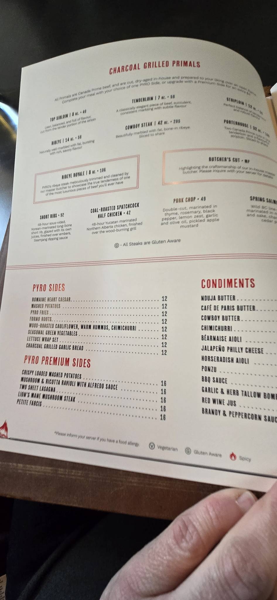 Menu at PYRO Wood-Fired Kitchen and Bar, Sherwood Park