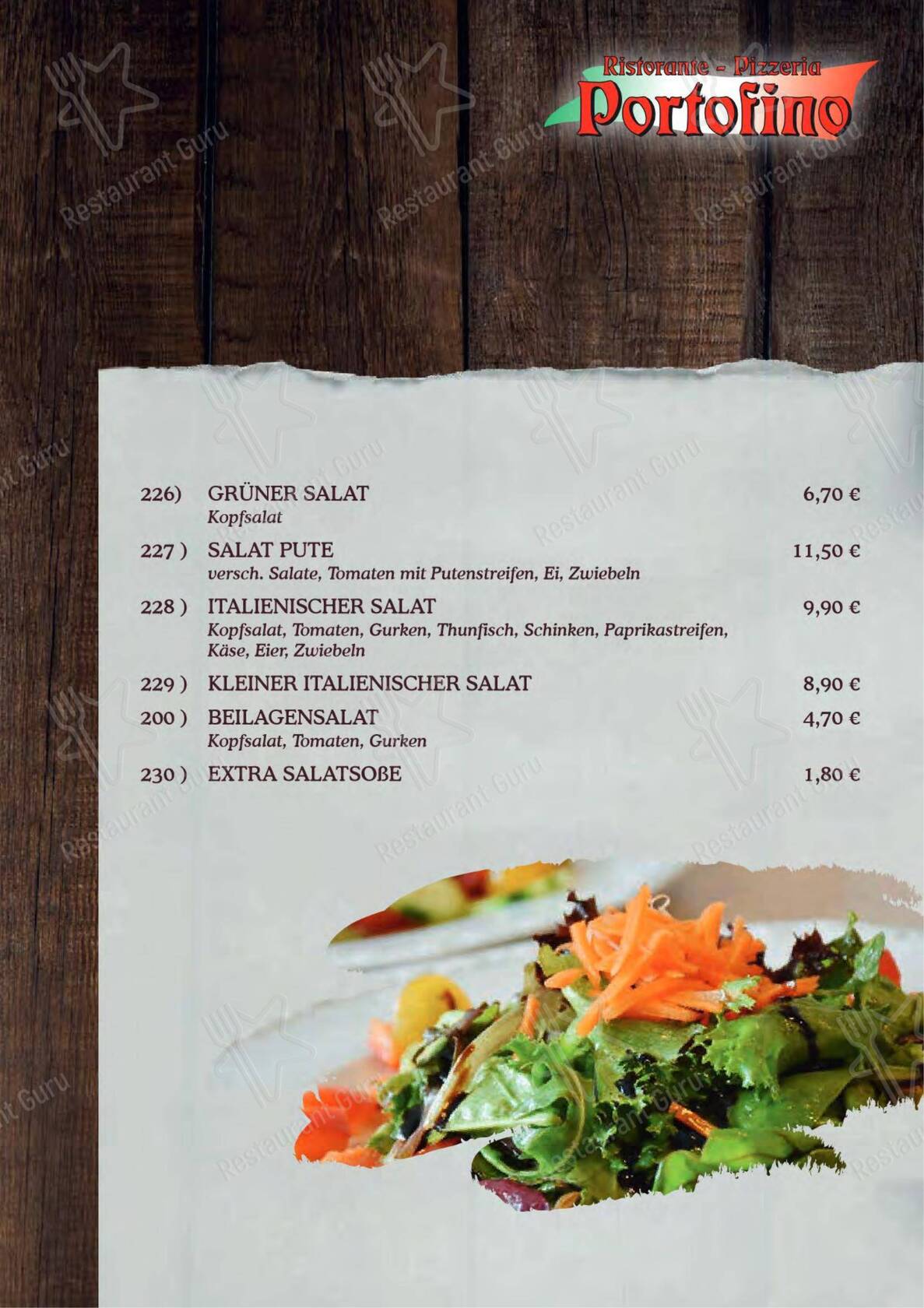 Speisekarte von Pizzeria Portofino, Erbendorf