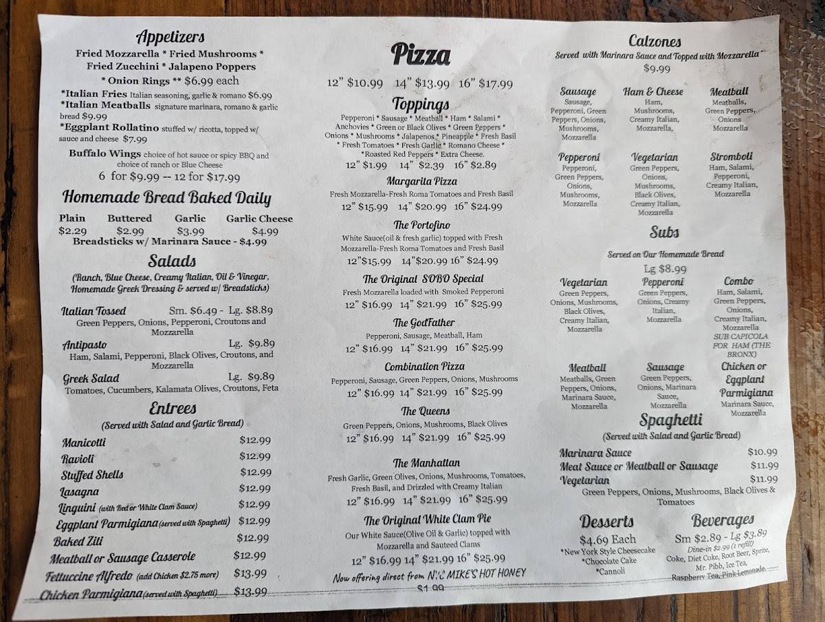 Menu at Rico's Pizzeria & Italian Kitchen, Englewood