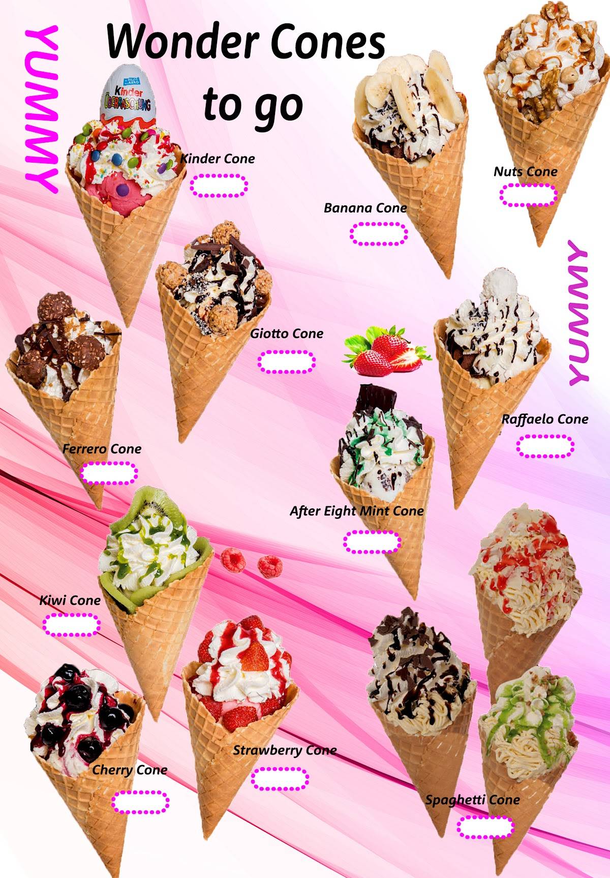 Menu at Yummy, Olympiaki Akti