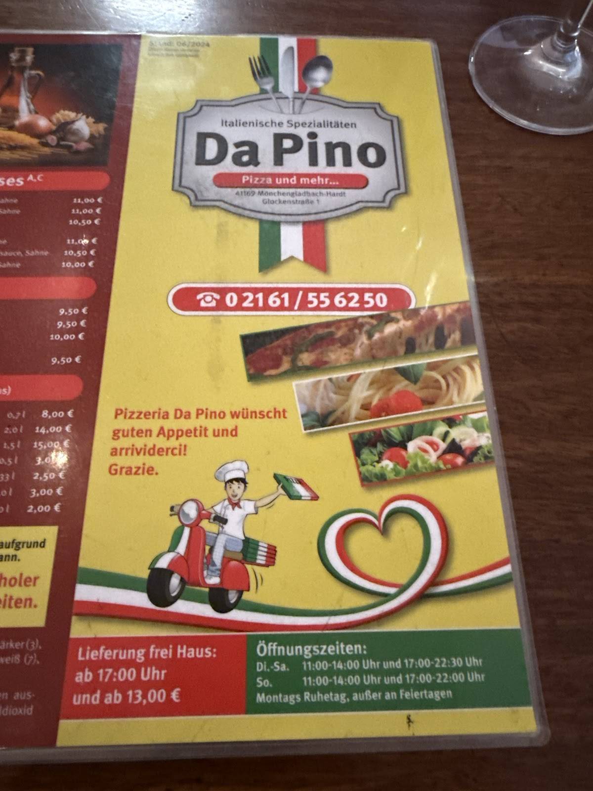 Speisekarte von Pizzeria da Pino, Mönchengladbach