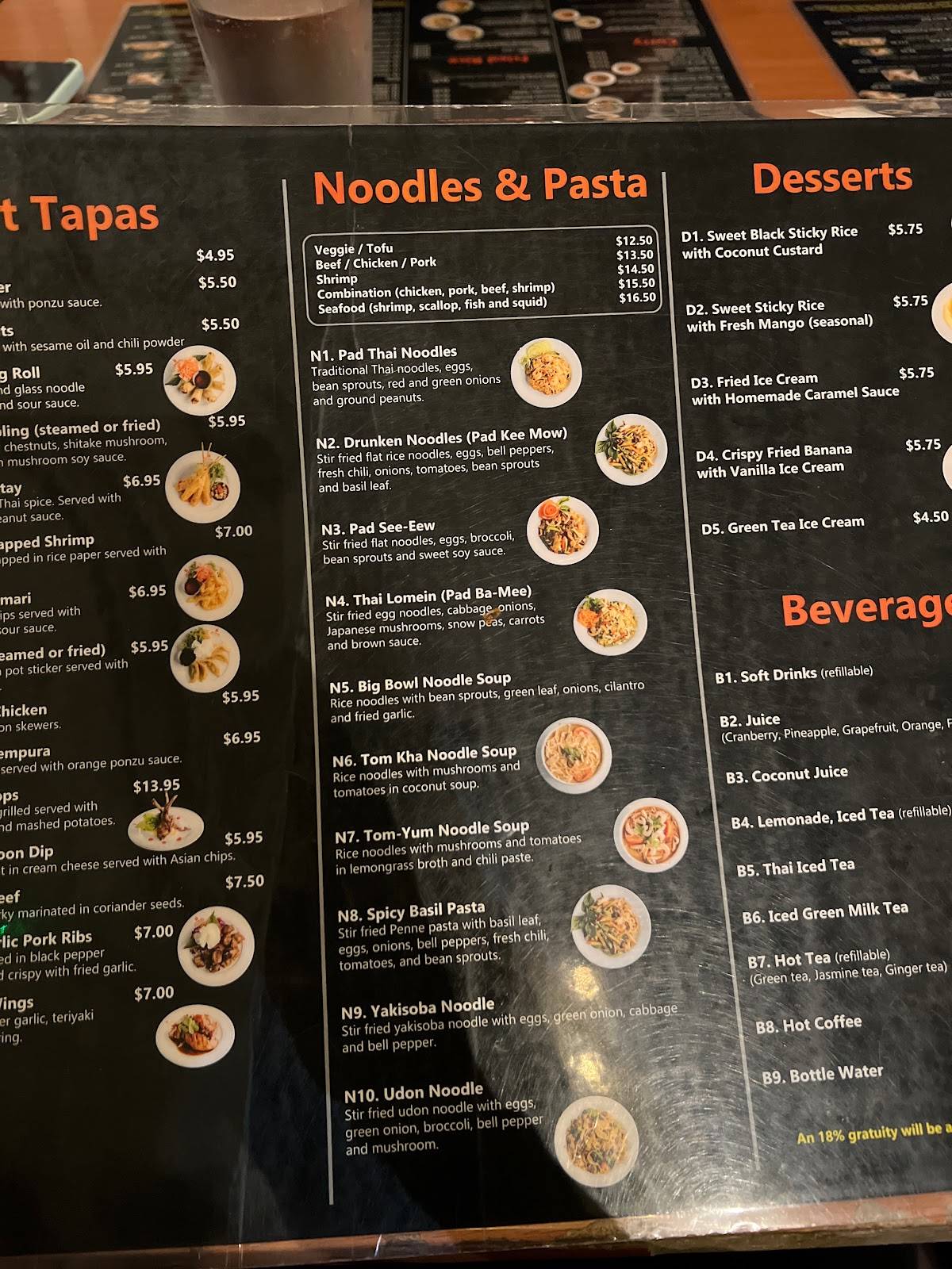Menu at Zenna Thai & Japanese Restaurant, Plano, N Central Expy