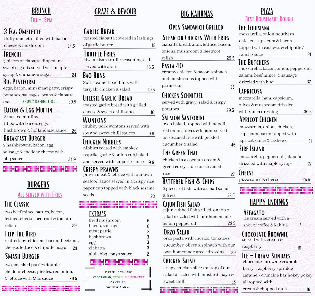 Menu at Platform 40 Café, Restaurant & Bar, Moana