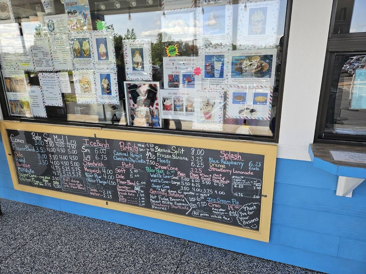 Menu at IceBurgh Creamery, Plattsburgh