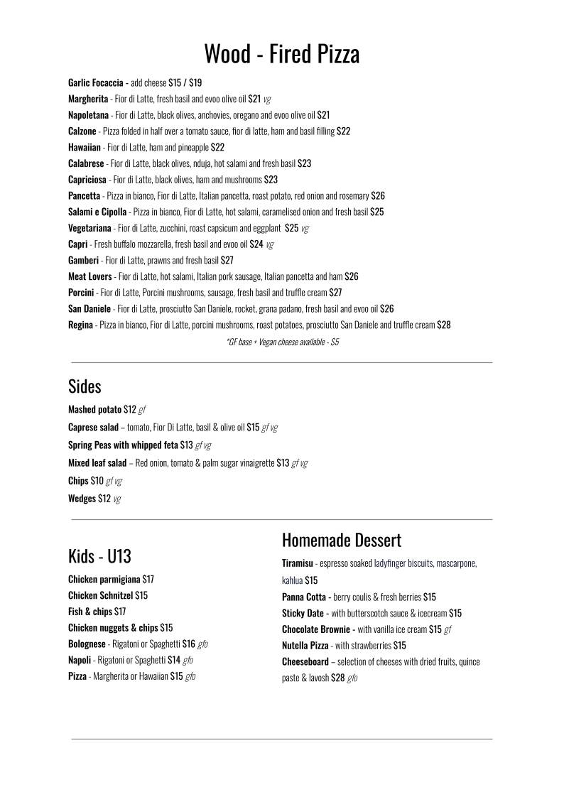 Menu at Plenty Views Bar Restaurant, Plenty