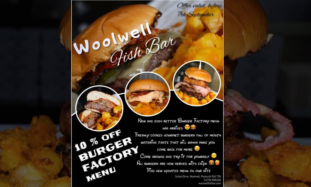 Menu at Woolwell Fish Bar, Plymouth