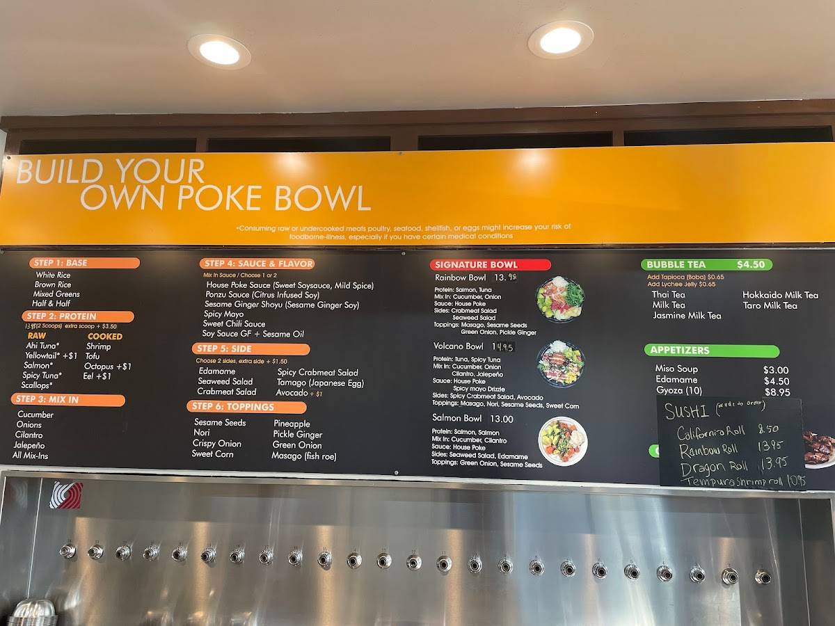 Menu at Poke Qube restaurant, Portland, SE Hawthorne Blvd