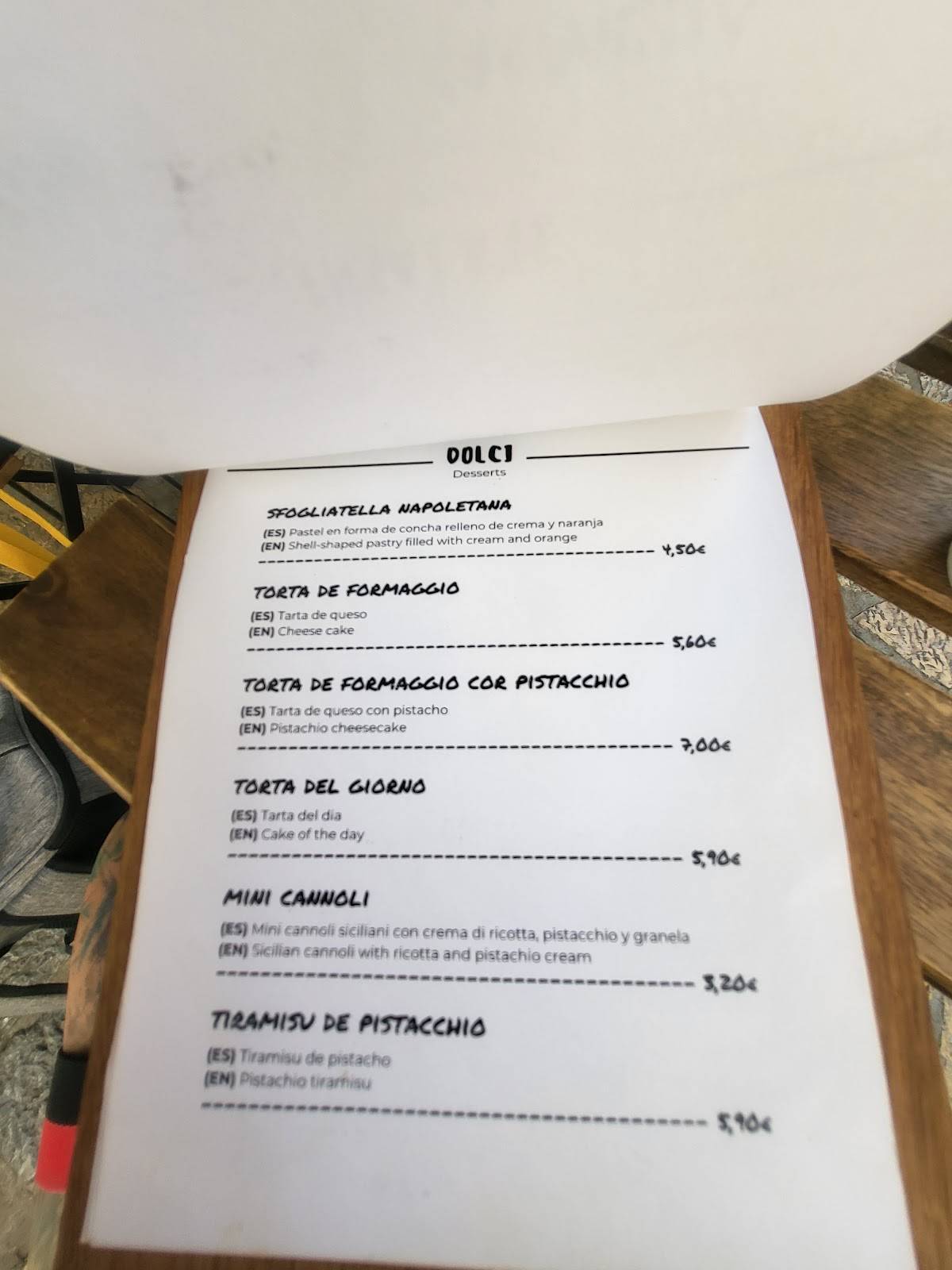 Menu at Anima e Farina restaurant, Pollença
