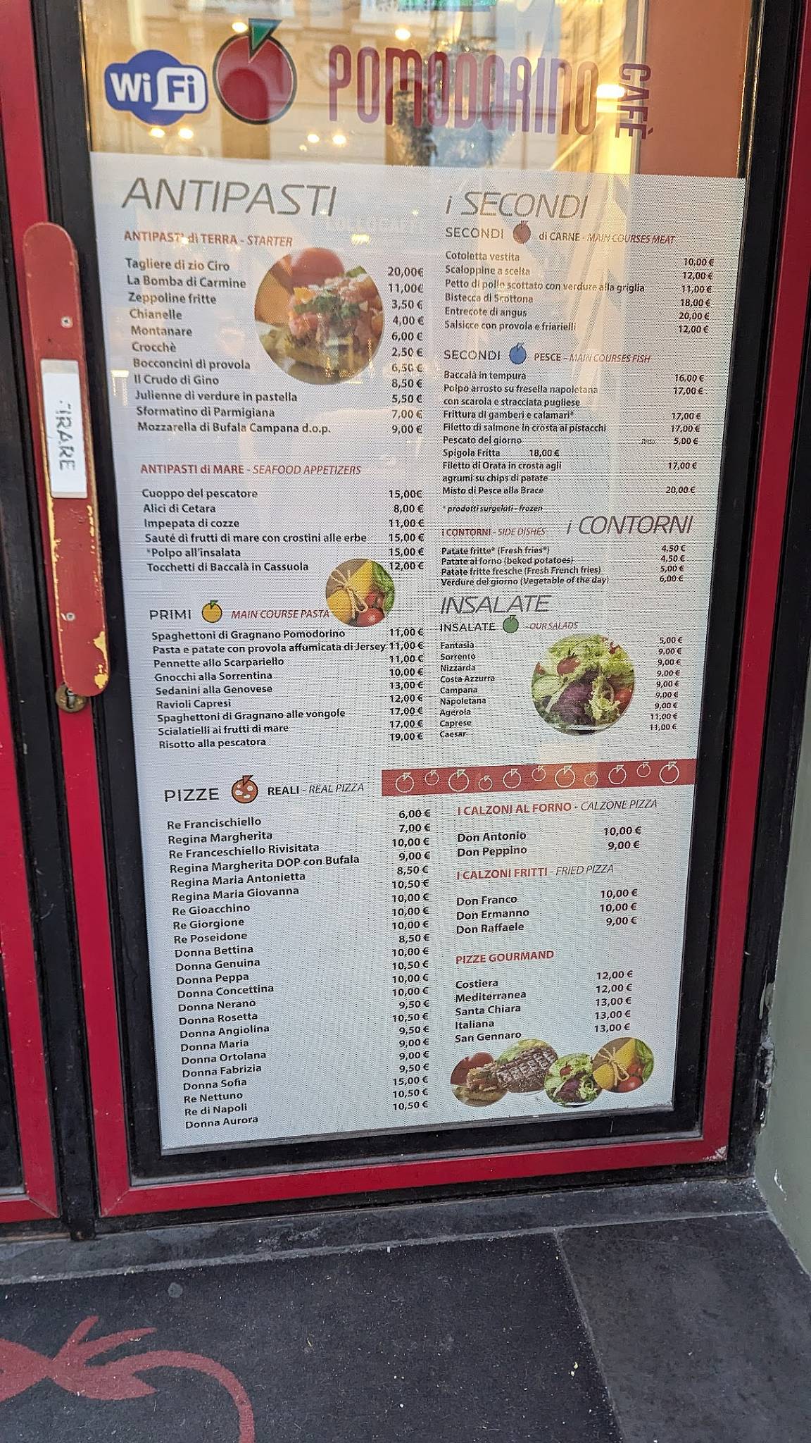 Menu da Pomodorino cafè ristorante, Napoli, C.so Umberto I
