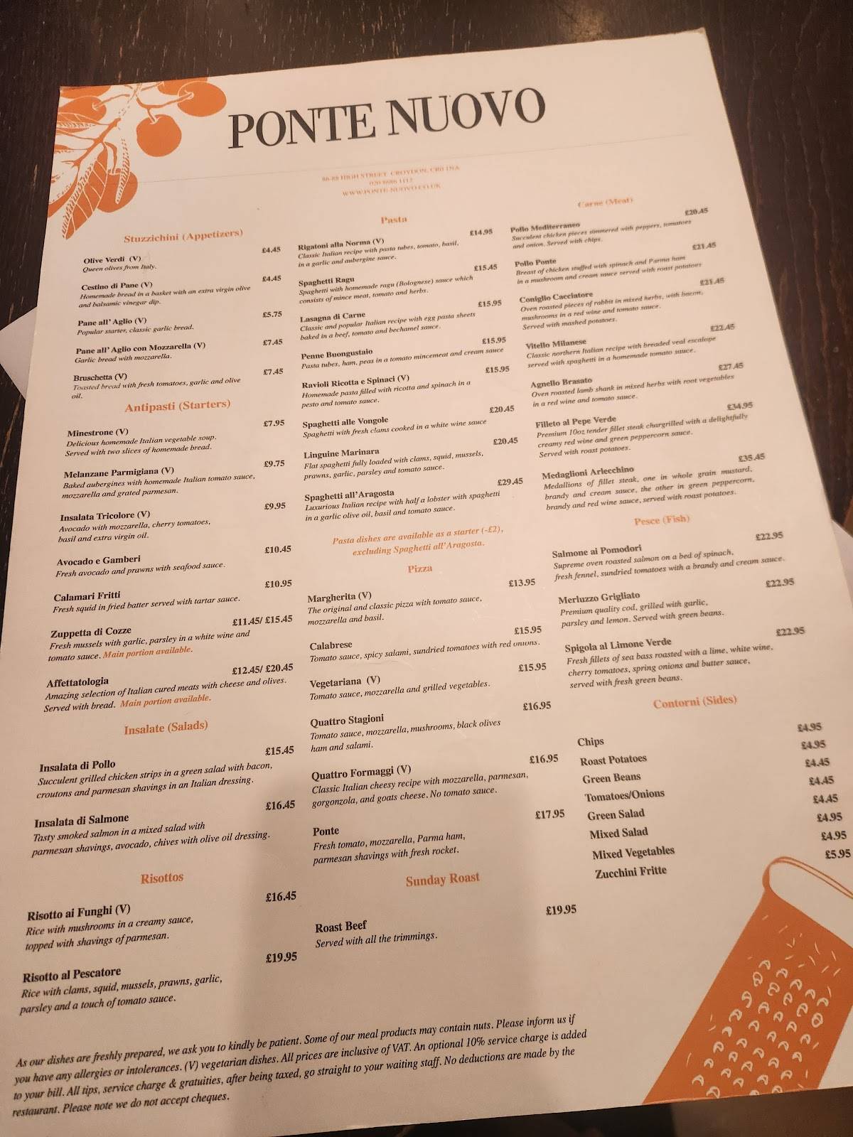 Menu at Ponte Nuovo pub & bar, Croydon, 86-88 High St