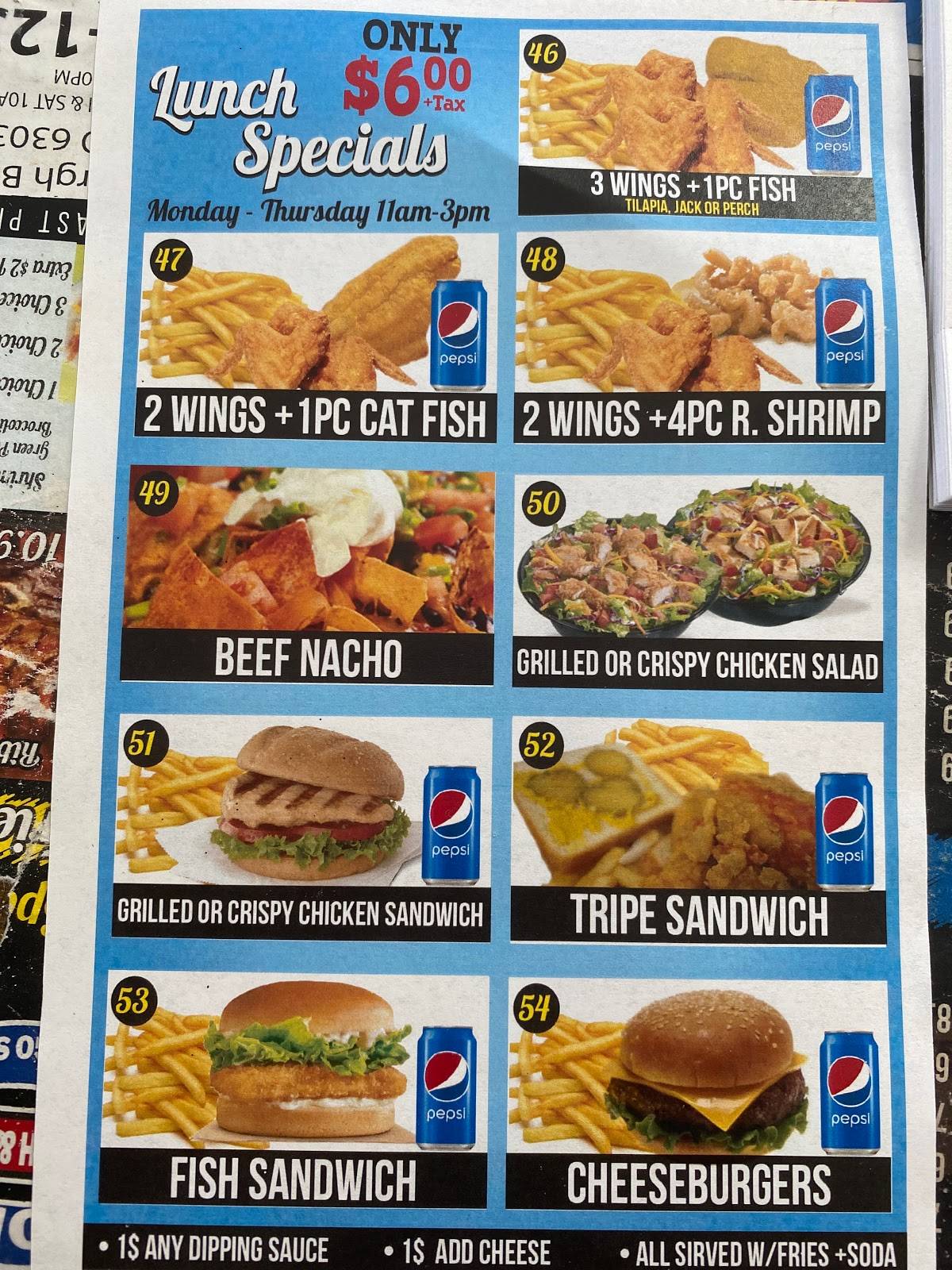 Menu at Pop's Grill, Fish & Chicken restaurant, Florissant