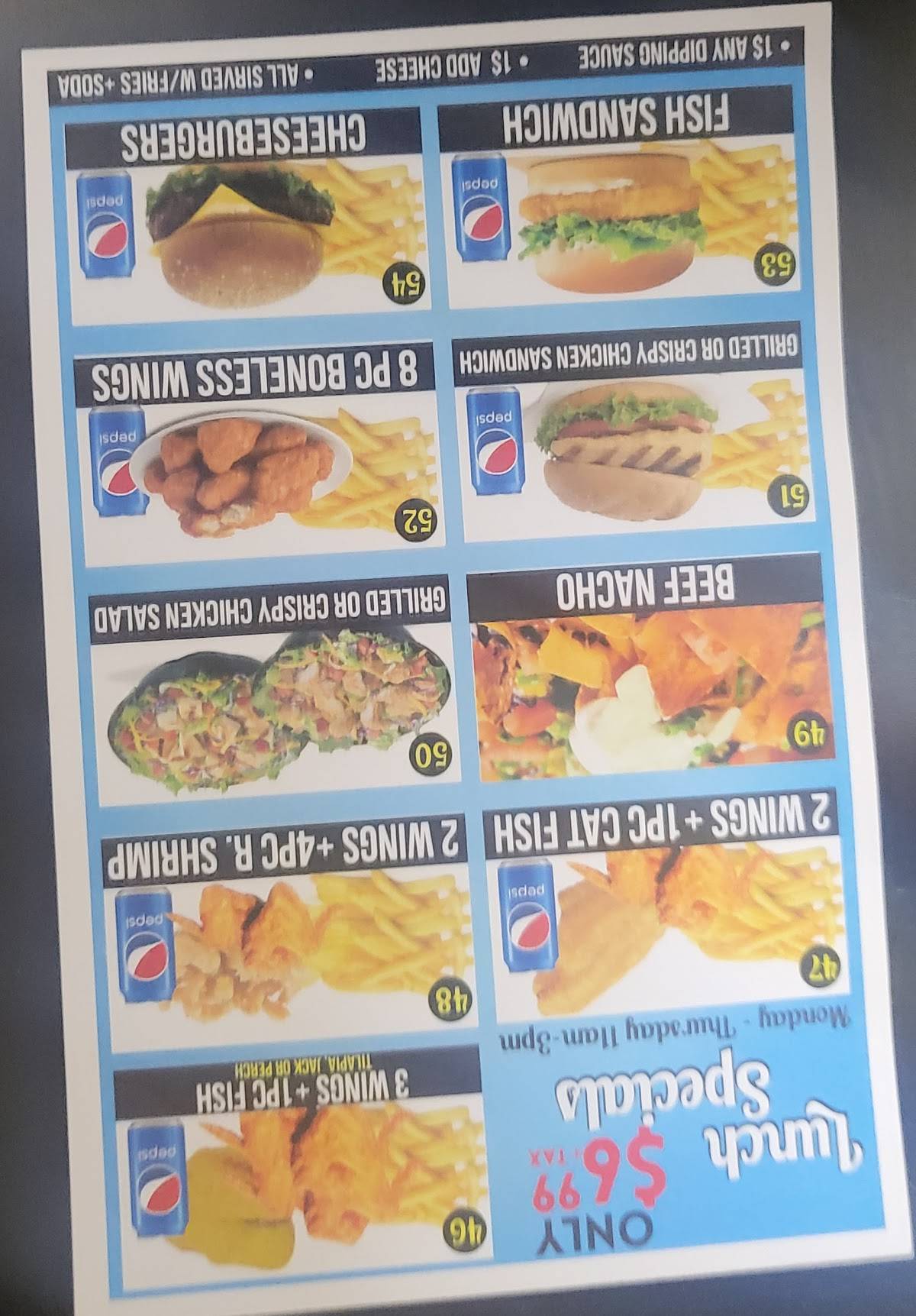 Menu at Pop's Grill, Fish & Chicken restaurant, Florissant