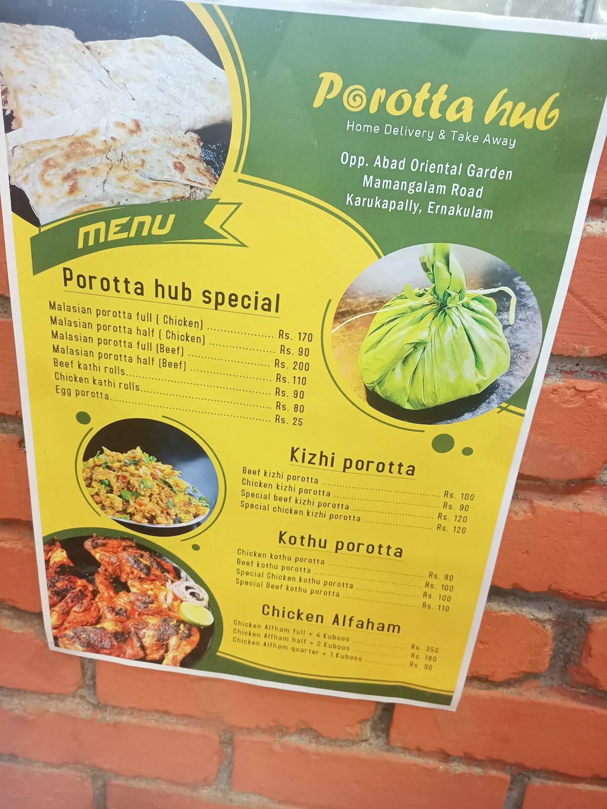Menu at Porotta hub - Best Nool porotta - variety porota kizhi parotta ...