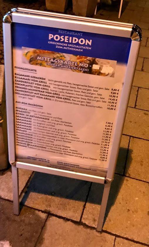 Speisekarte von Poseidon restaurant, Planegg