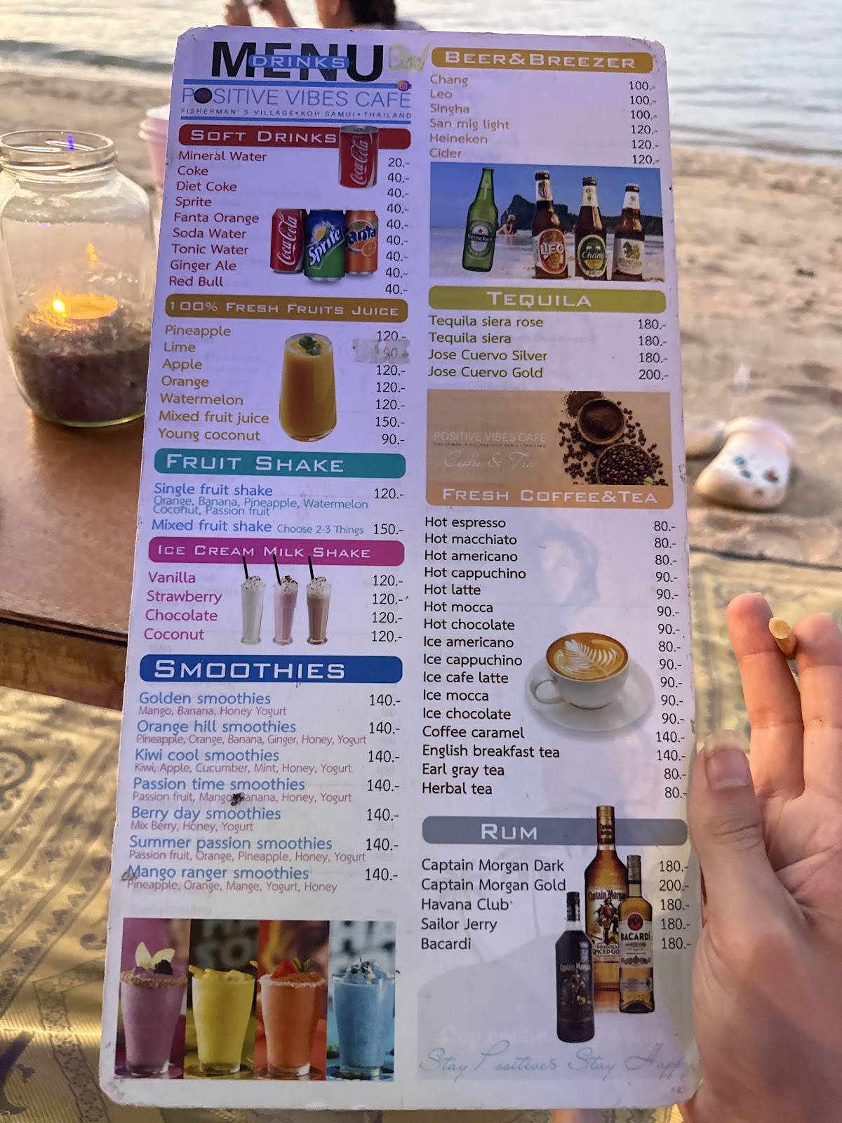Menu at Positive Vibes samui pub & bar, Ko Samui