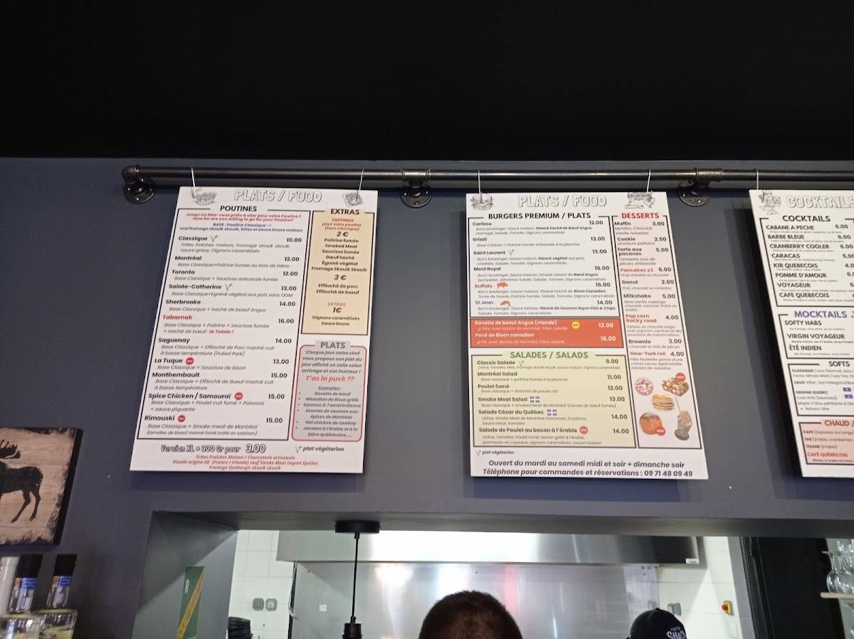 Menu au Poutine Shack restaurant, Douai