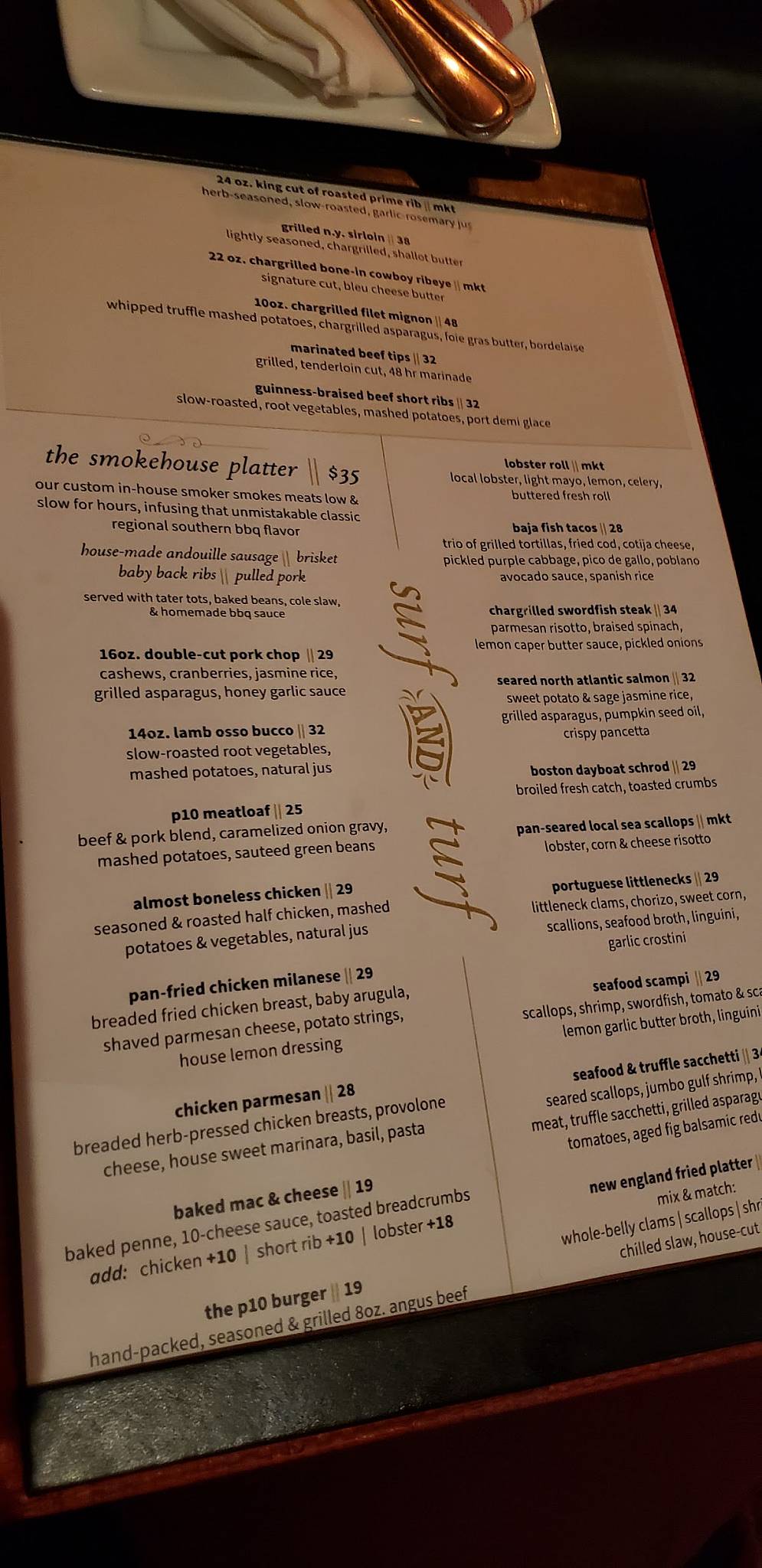 Menu at Precinct 10 restaurant, Weymouth