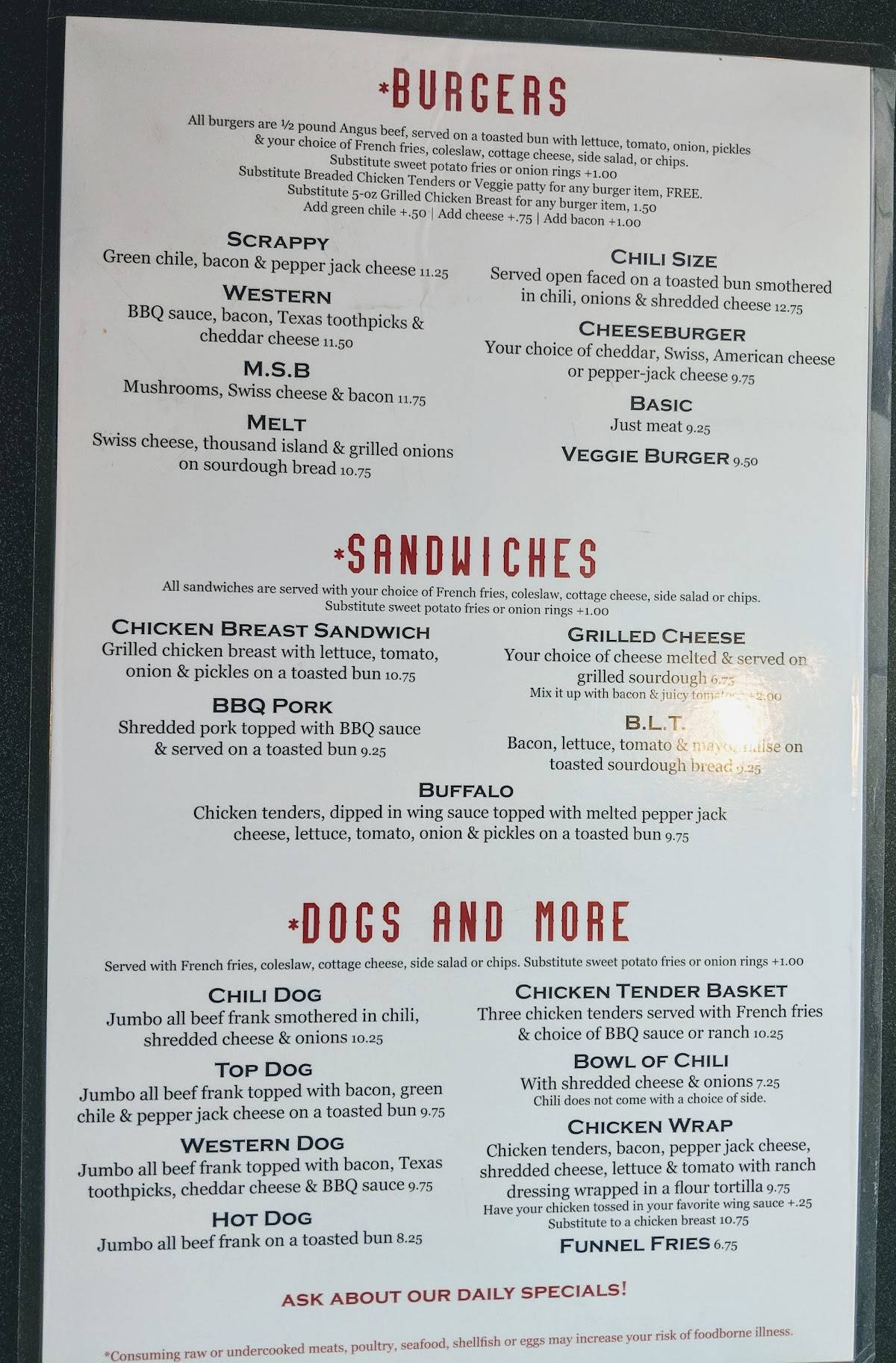 Menu at The Final Score pub & bar, Prescott, Commerce Dr a