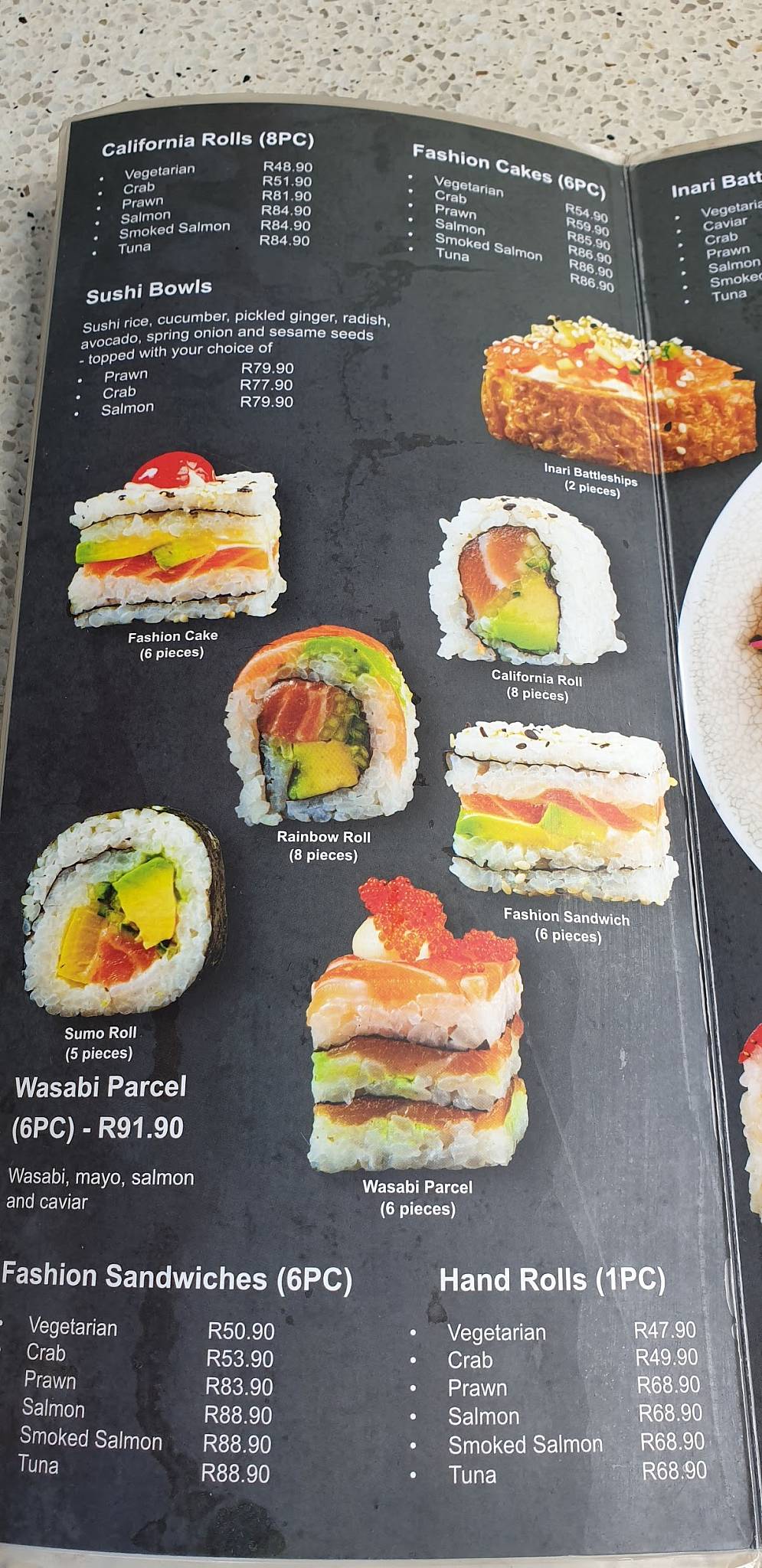 Menu at Parrots restaurant, Pretoria, Kolonnade Mall