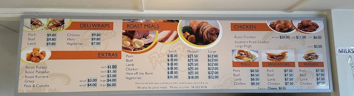 Menu at Prime Roast restaurant, Feilding