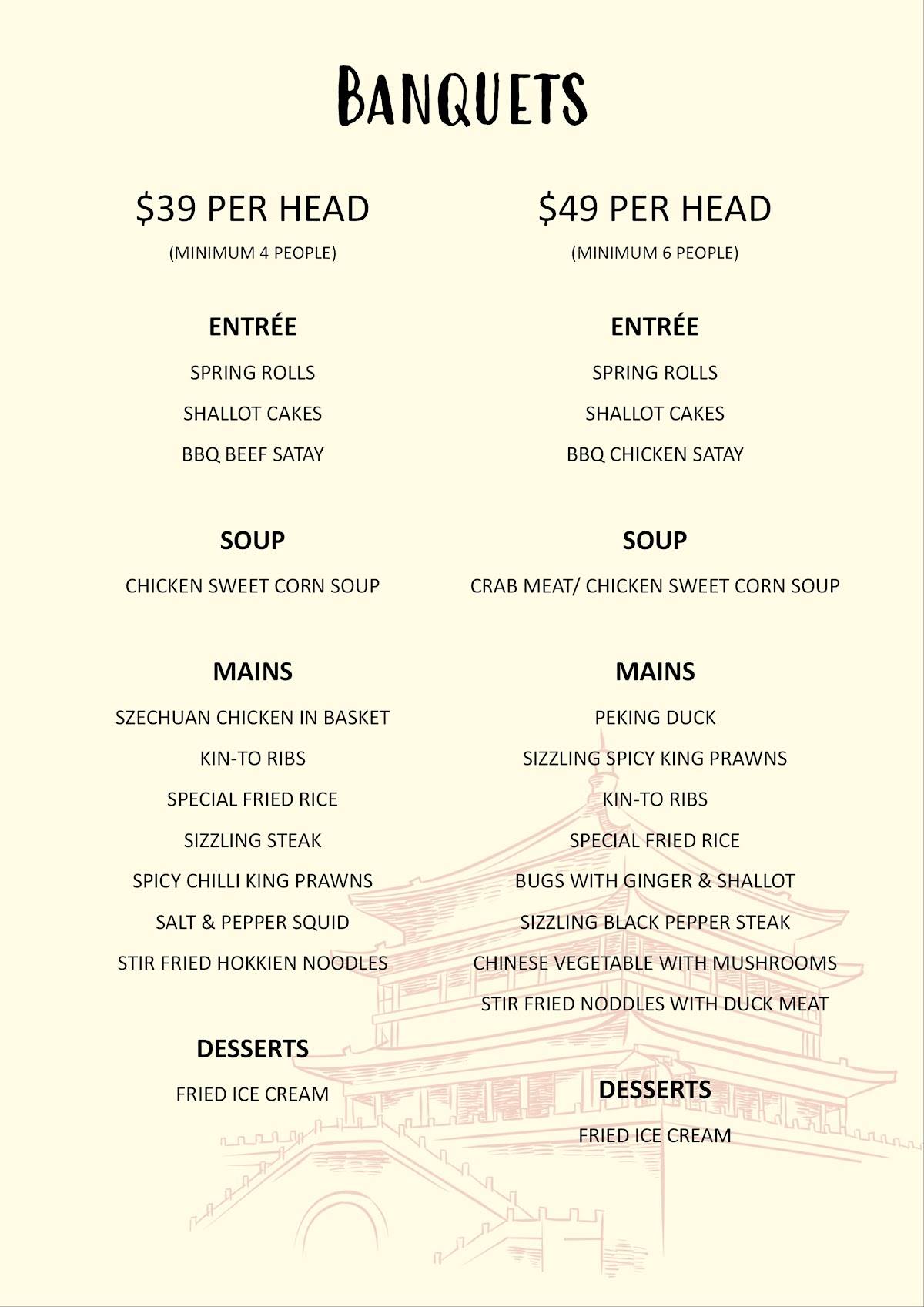 Menu at Prince Room Restaurant, Campbelltown