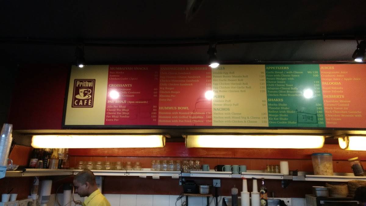 Menu at Prithvi Cafe, Mumbai, 20