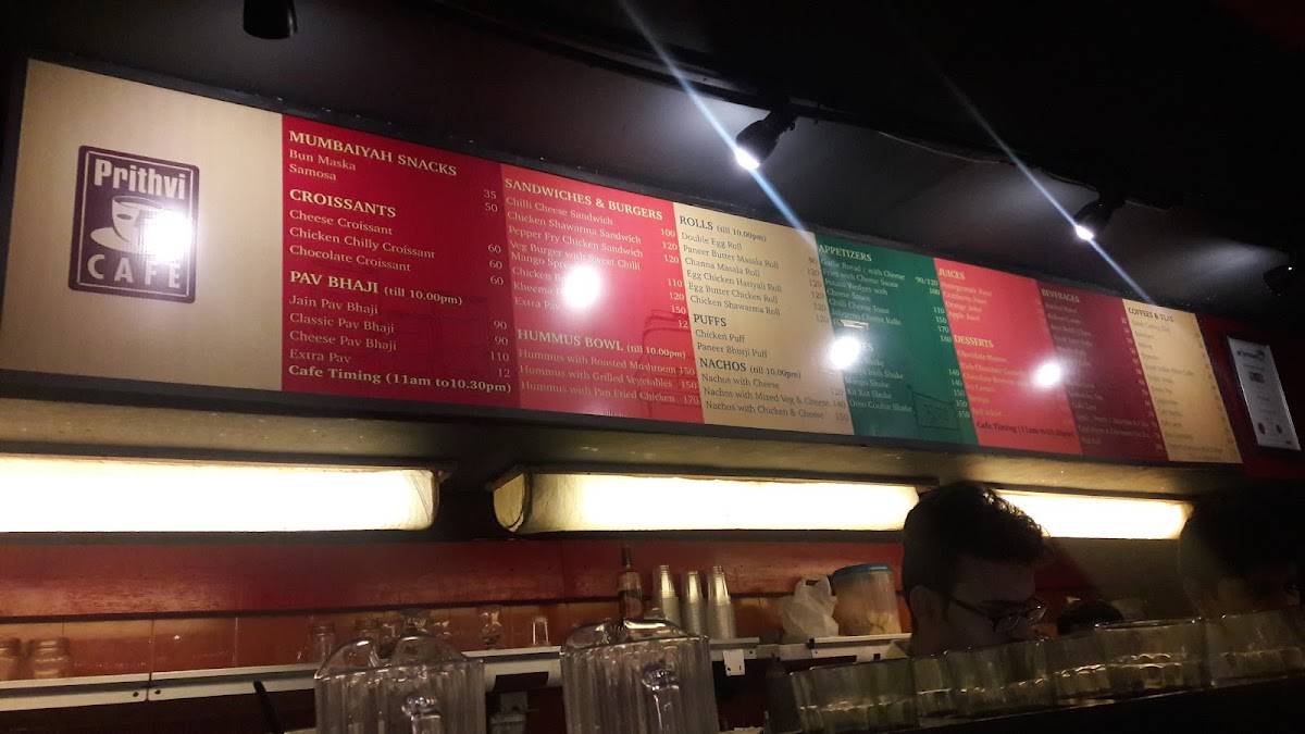 Menu at Prithvi Cafe, Mumbai, 20