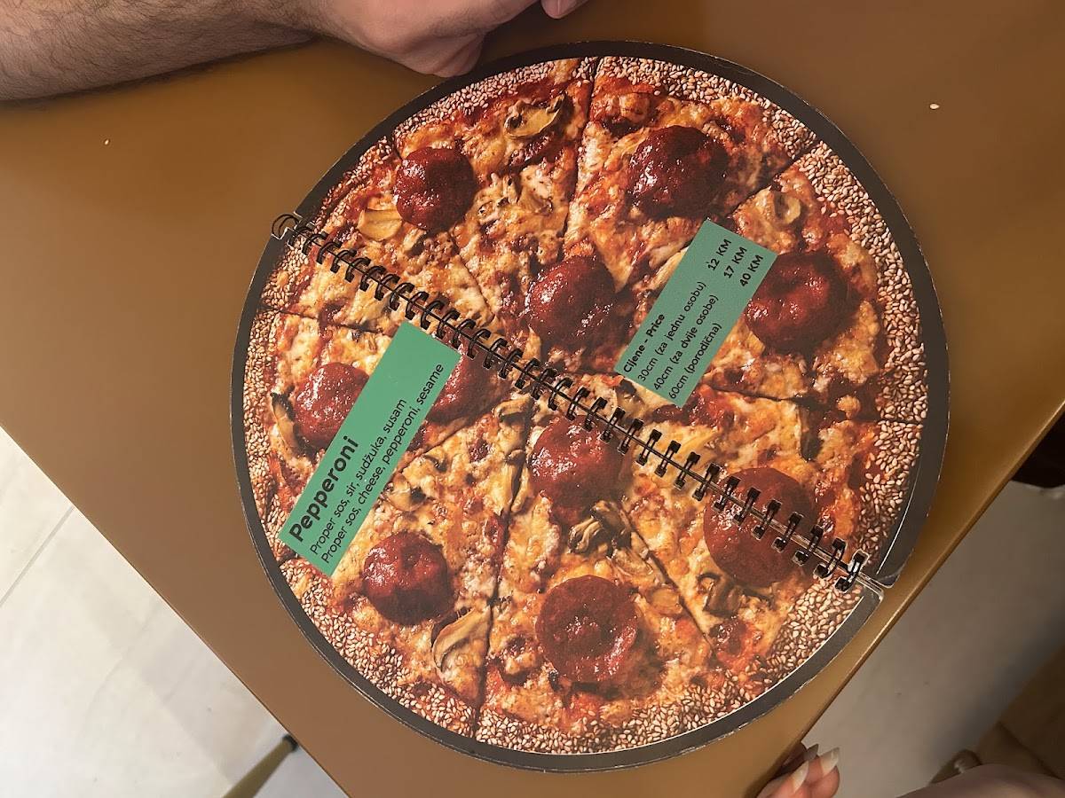 Menu au Proper Pizza Sarajevo restaurant, Sarajevo