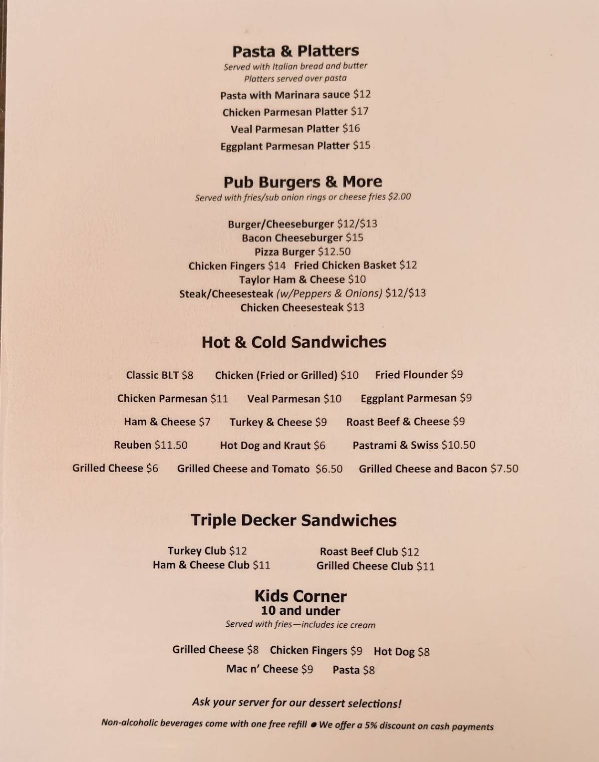Menu at Pub 199, Mount Arlington