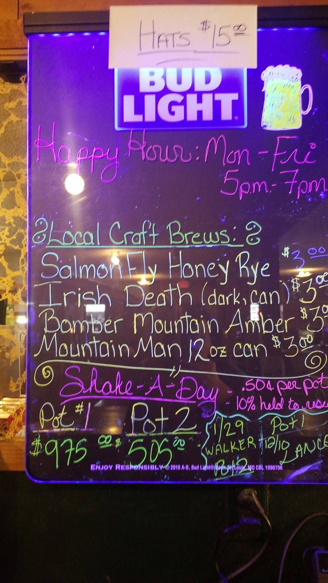 Menu at Angus Bar, Cascade, 16 Central Ave W