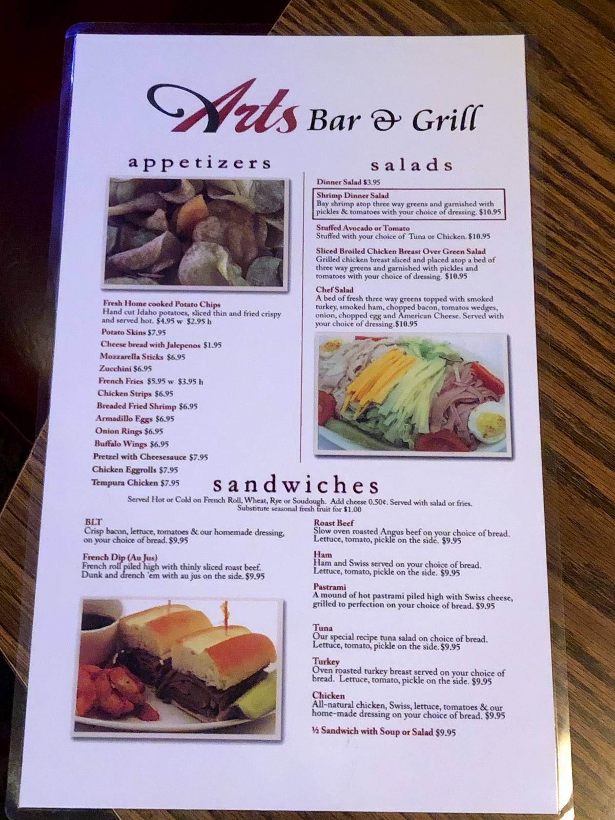 Menu at Art's Bar & Grill, Riverside