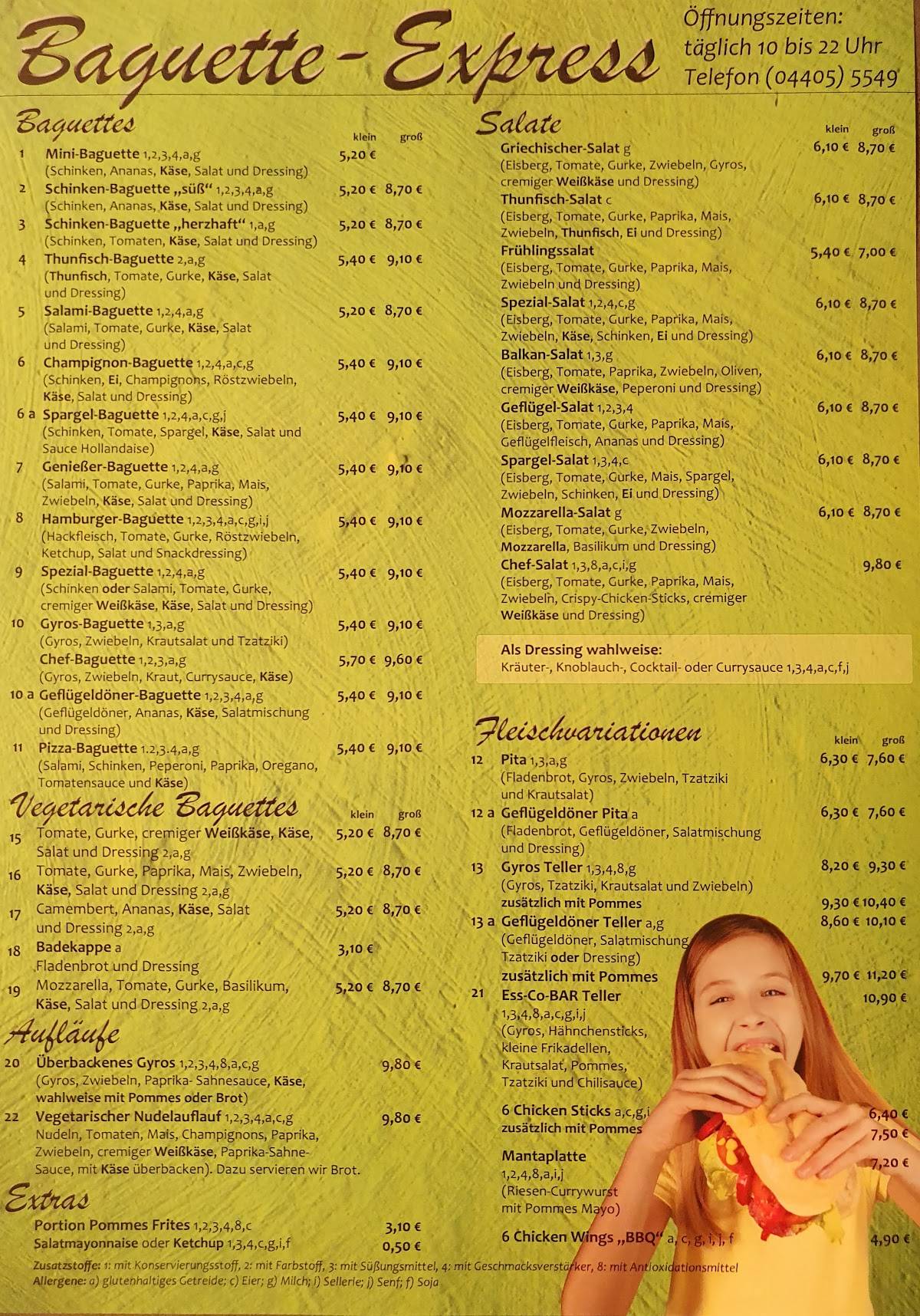 Speisekarte von Baguette Express pub & Bar, Edewecht