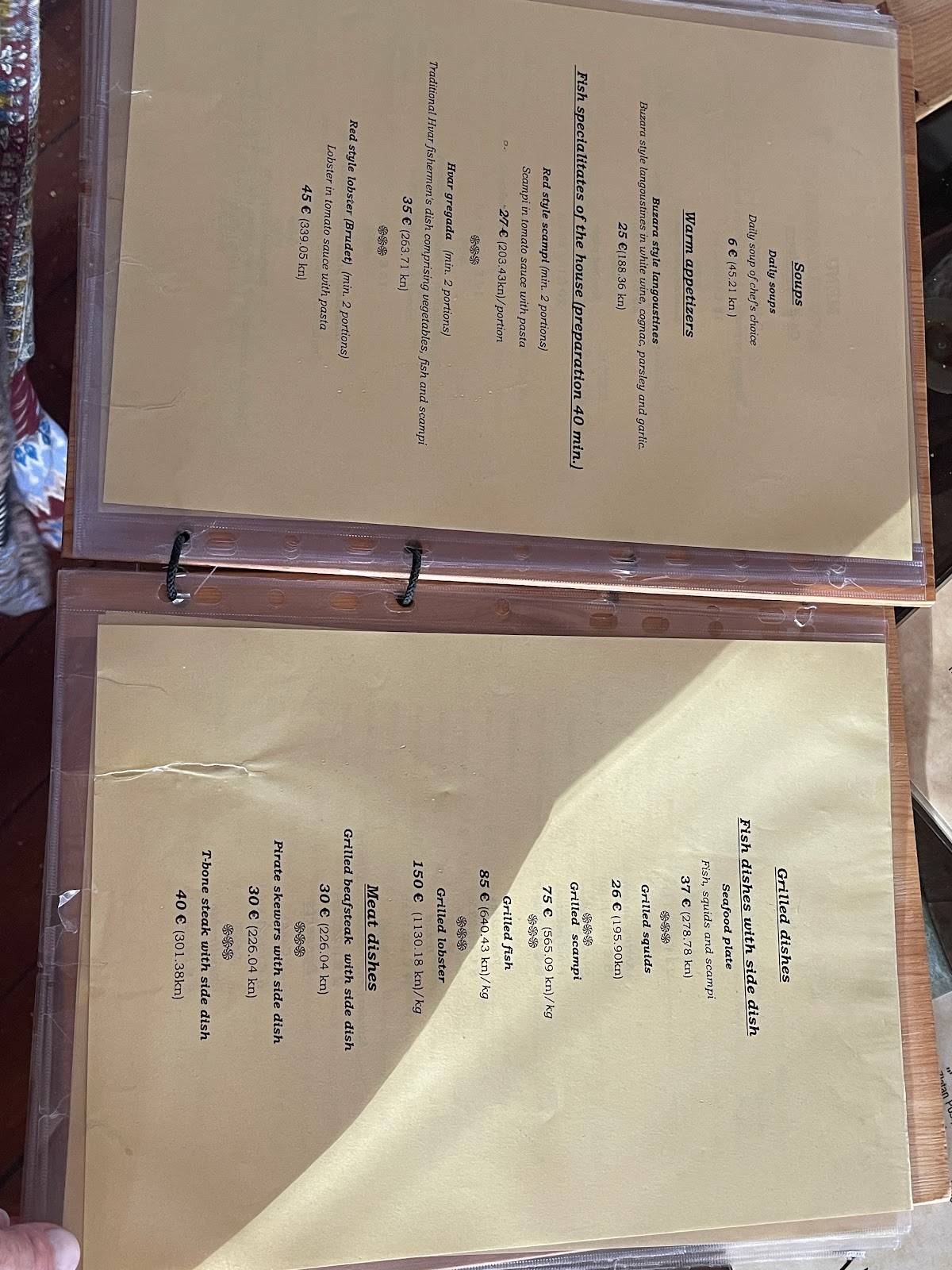 Menu at Bilo Idro pub & bar, Zaraće