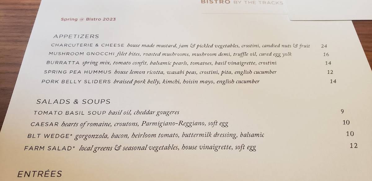 Menu at Bistro By The Tracks pub & bar, Knoxville, N Central St