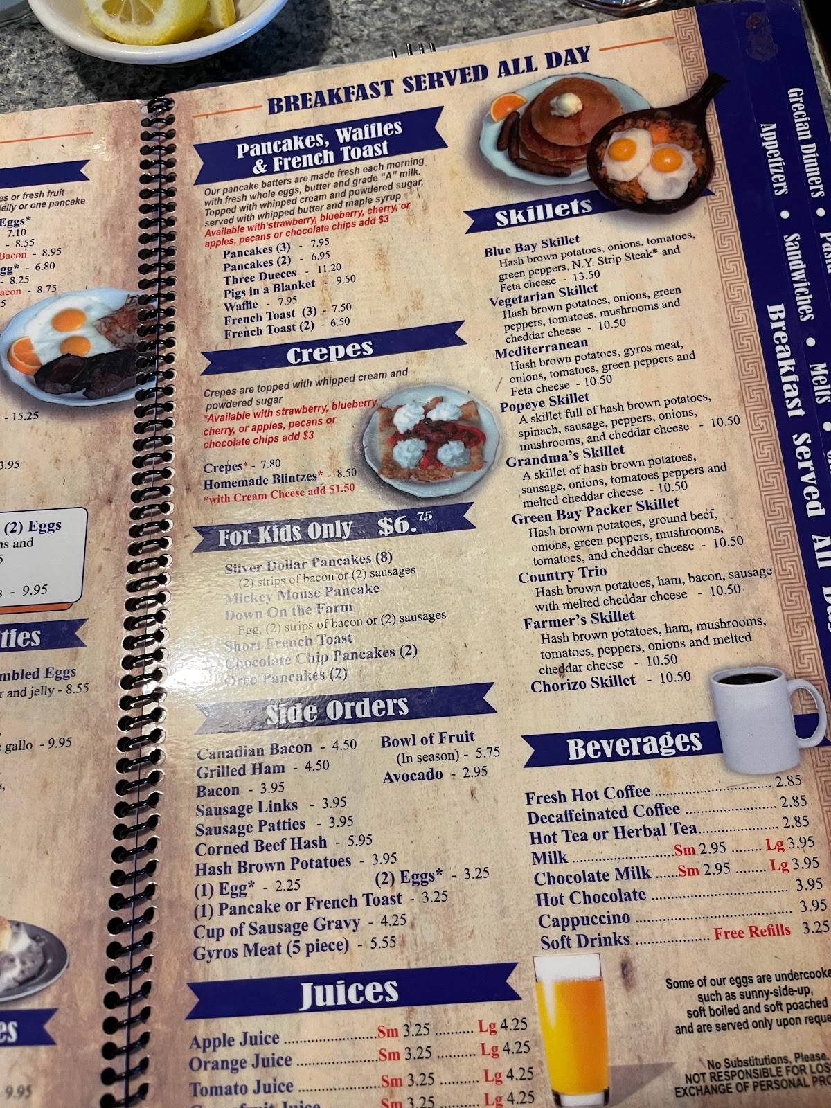 Menu at Blue Bay Restaurant, Mukwonago