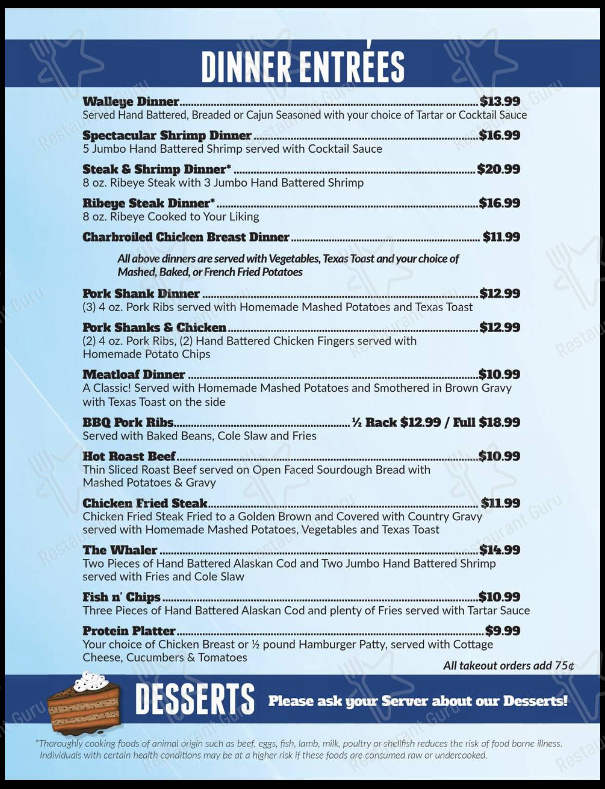 Menu at Blue Ox Central pub & bar, Las Vegas, S Eastern Ave