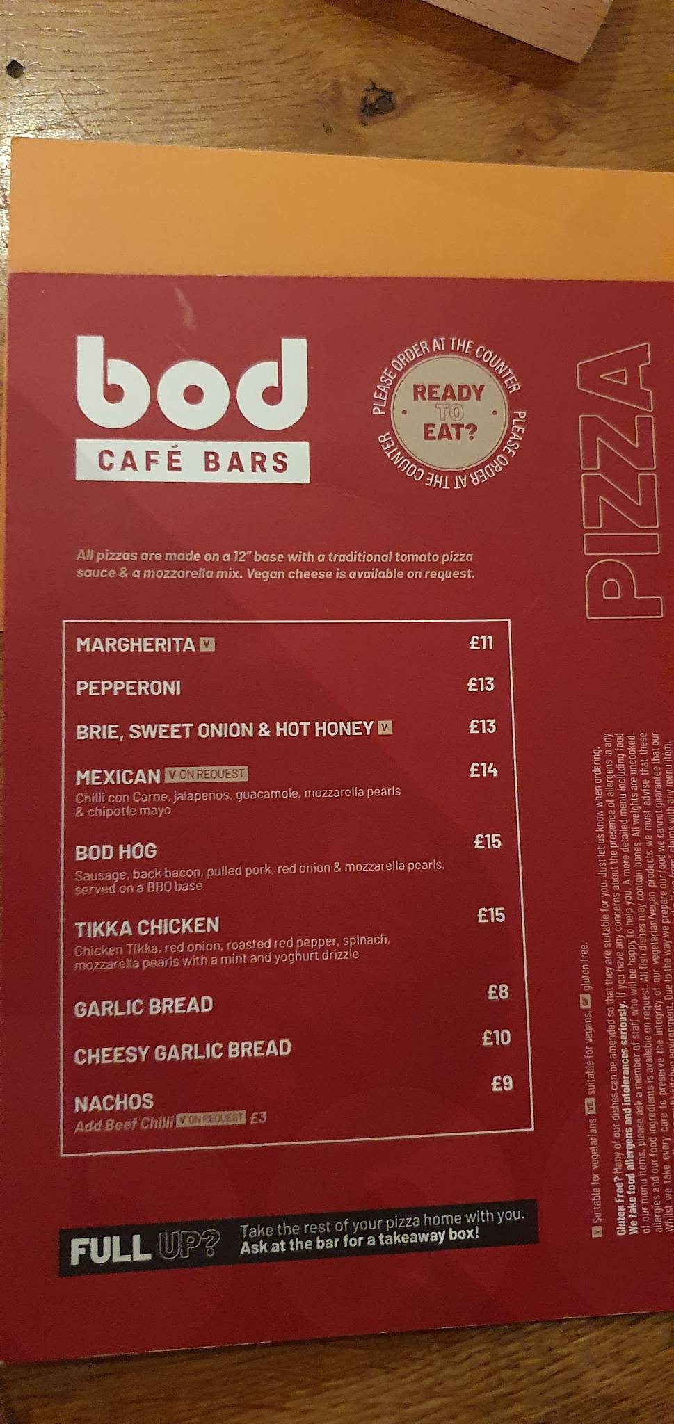 Menu at Bod Stafford pub & bar, Stafford