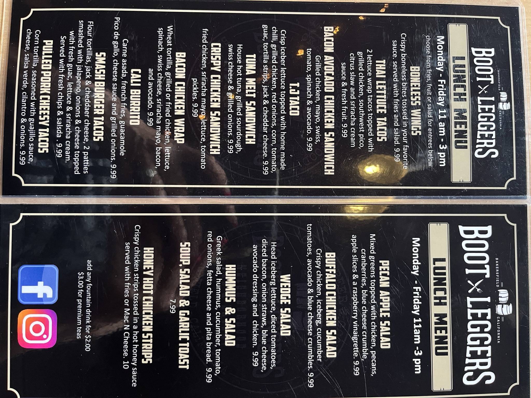Menu at Bootleggers Craft Pub & Eatery, Bakersfield