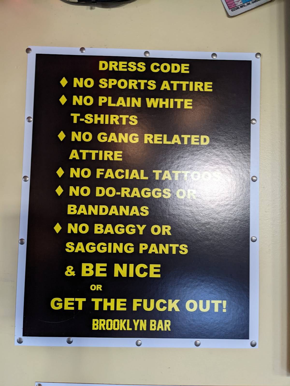 Menu at Brooklyn Bar, Lawndale