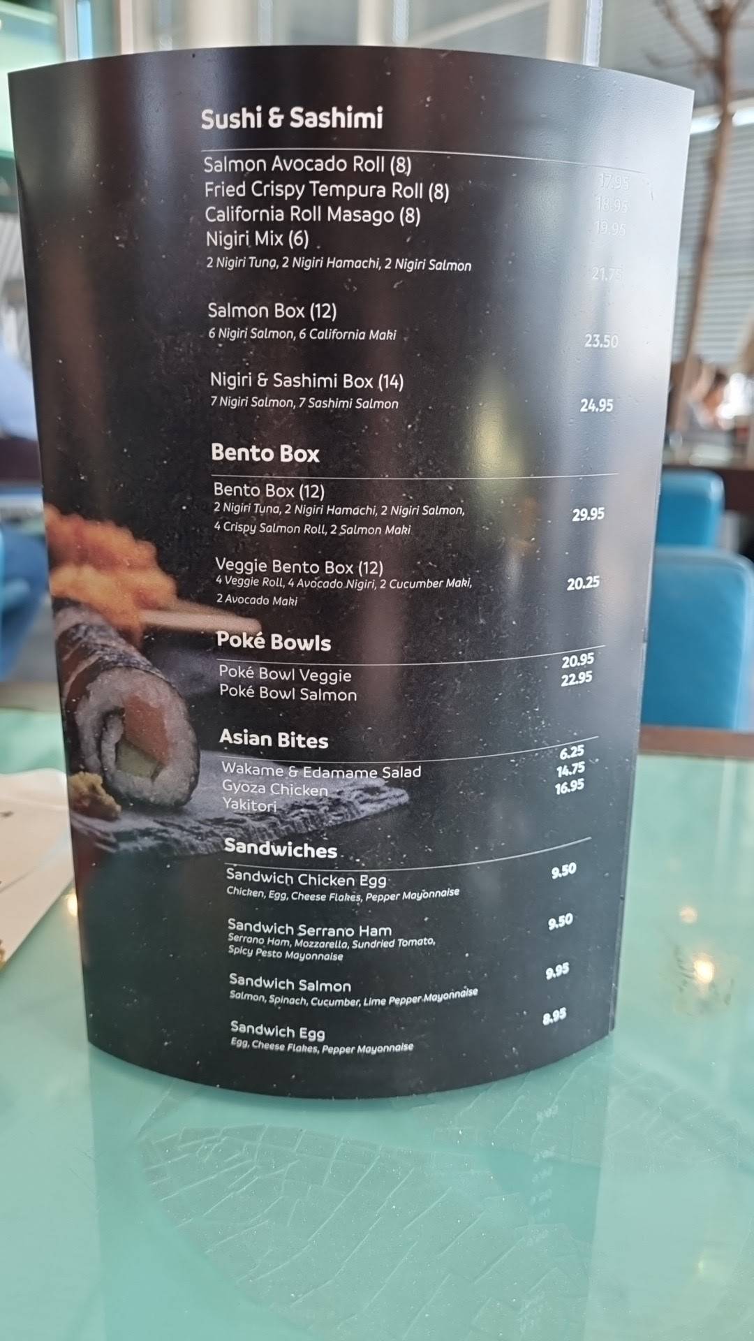 Menu at Bubbles Seafood & Wine Bar, Schiphol