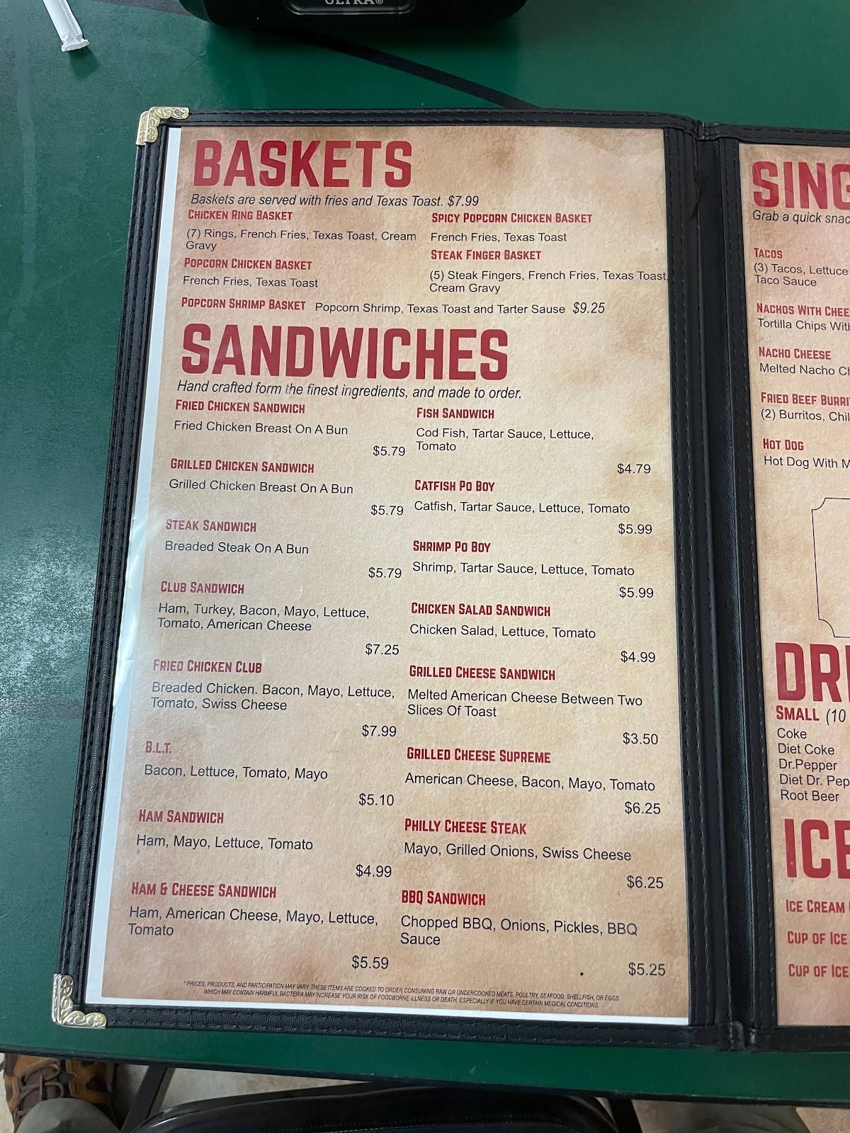 Menu at Carla's Snak Shak pub & bar, Highlands