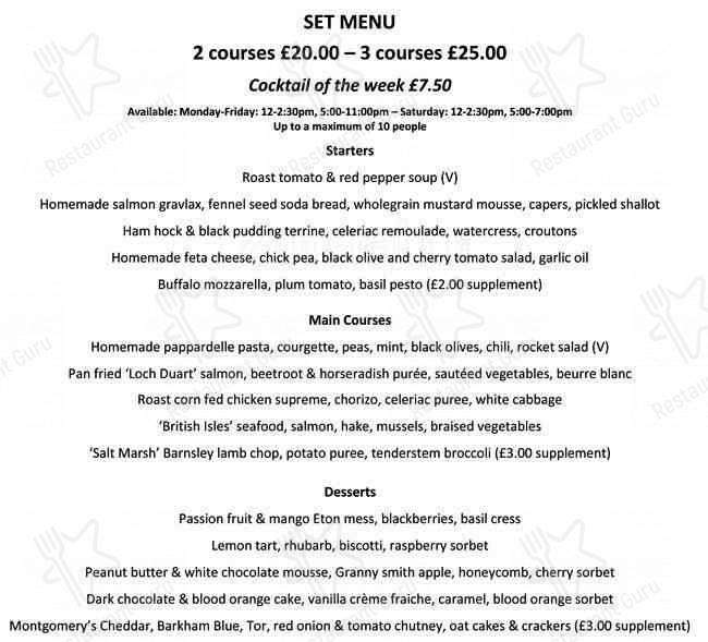 Menu at Criterion Restaurant, London, 224 Piccadilly