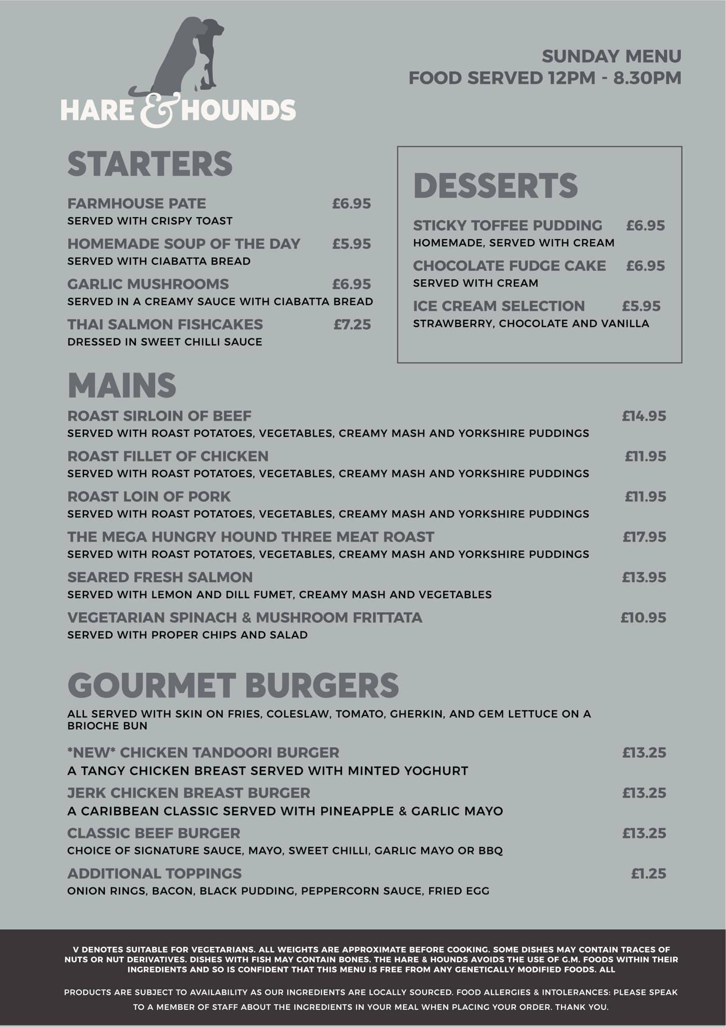 Menu at Hare & Hounds Inn pub & bar, Colne