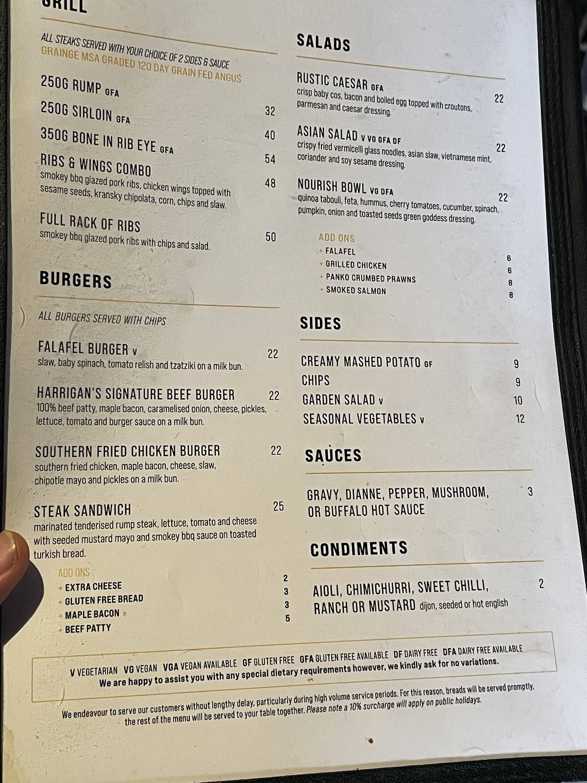 Menu at Harrigan's Cameron Park pub & bar, Cameron Park