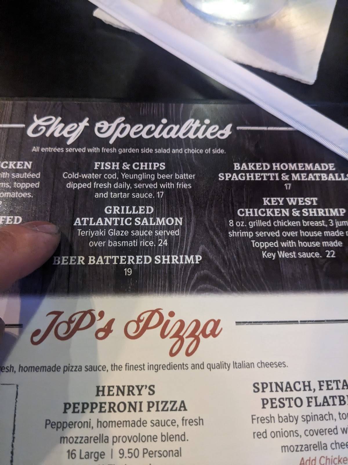 Menu at J.P. Henry's Restaurant, Parkersburg