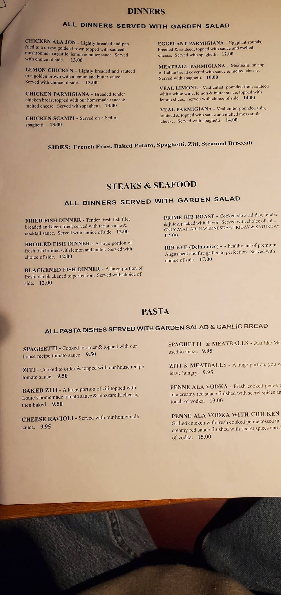 Menu at Jonathan's pub & bar, Endwell