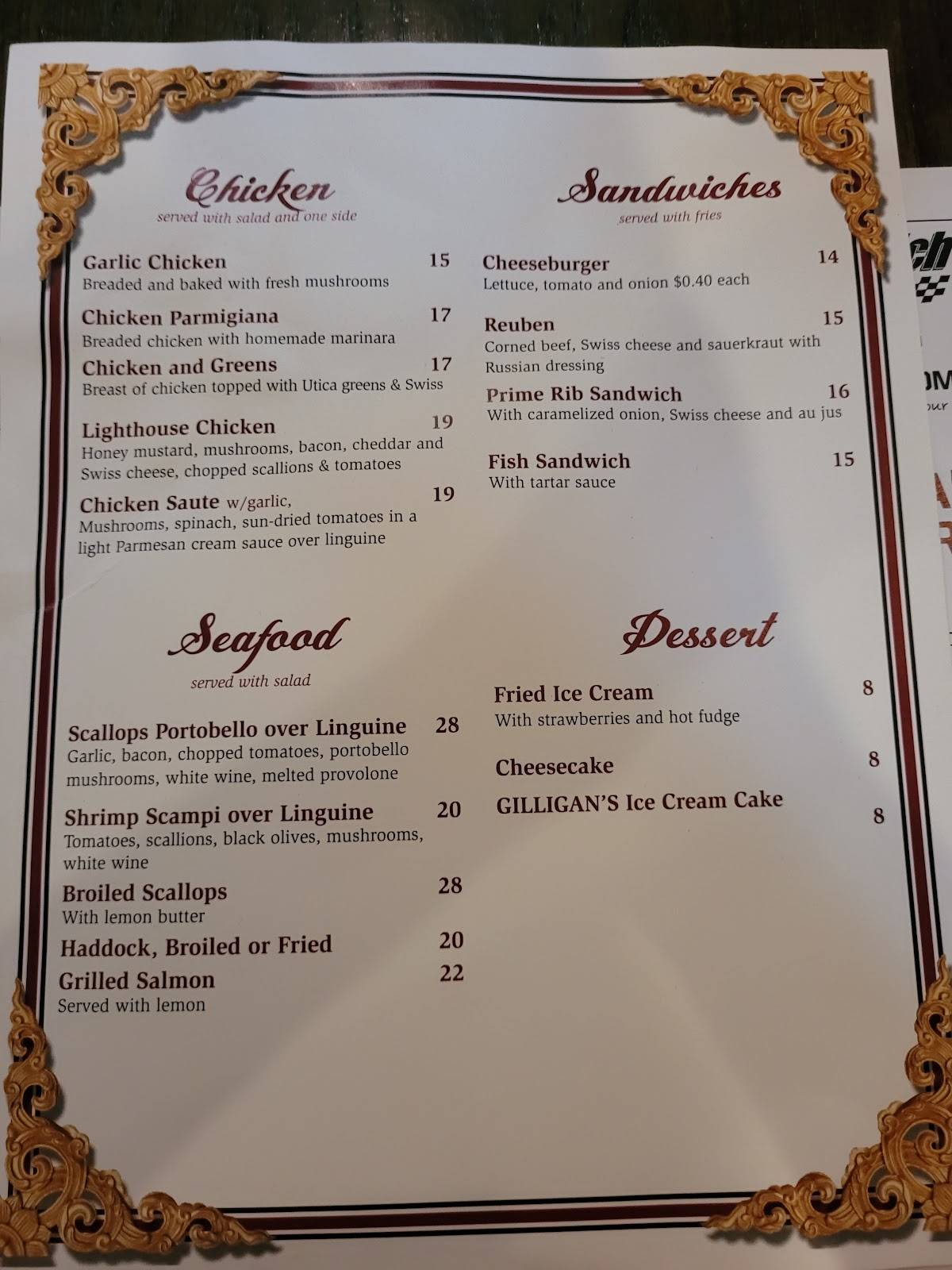 Menu at Lewis' Restaurant, Sherburne