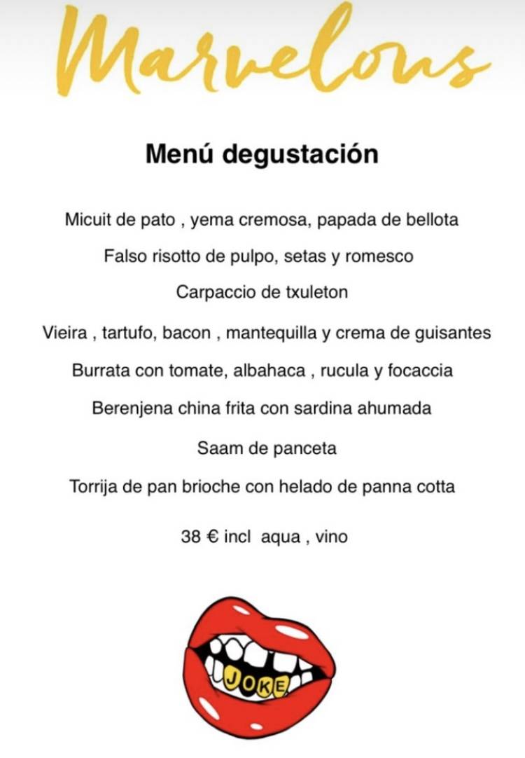 Carta de Marvelous Café, Vitoria-Gasteiz